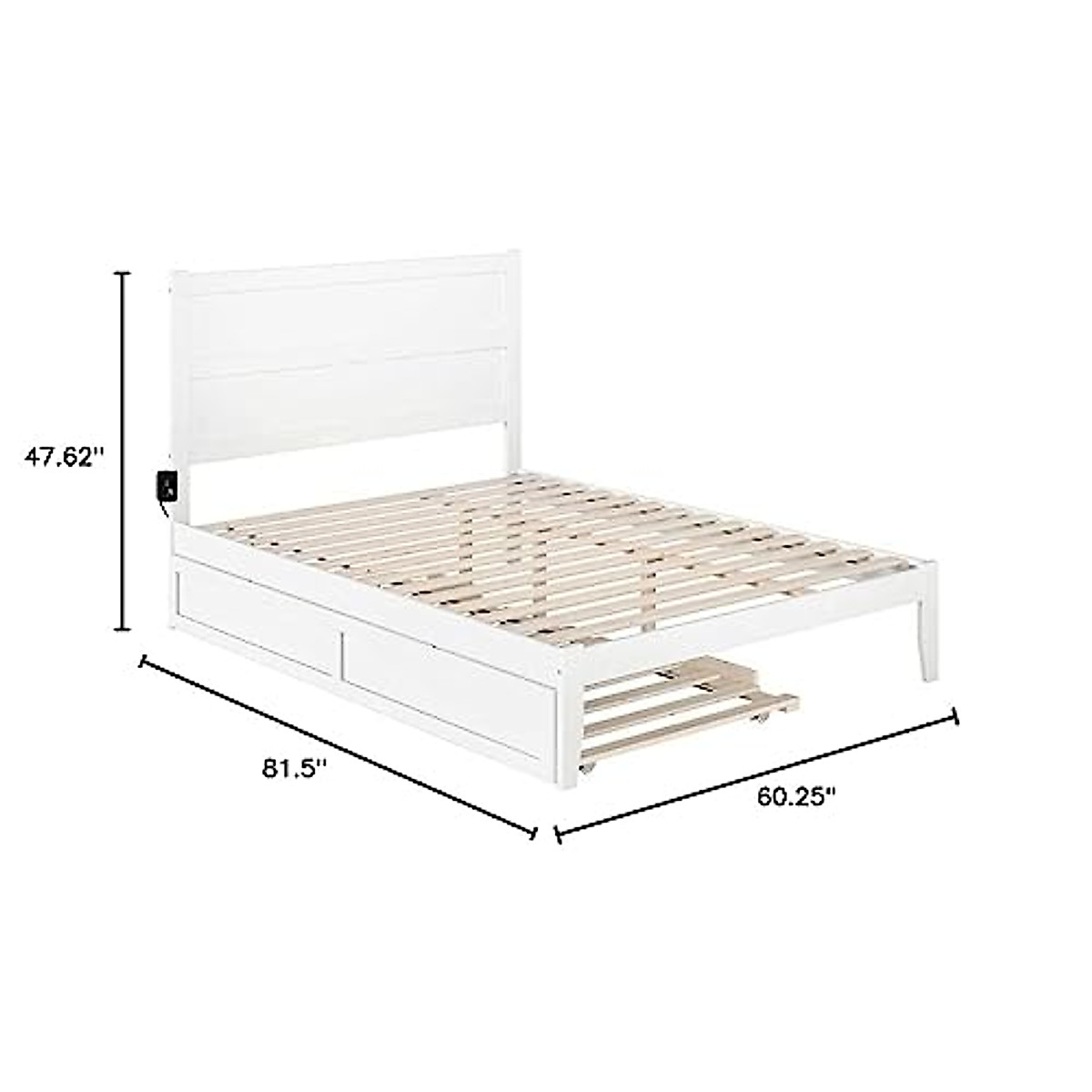 AFI NoHo Queen Bed with Twin Extra Long Trundle in White
