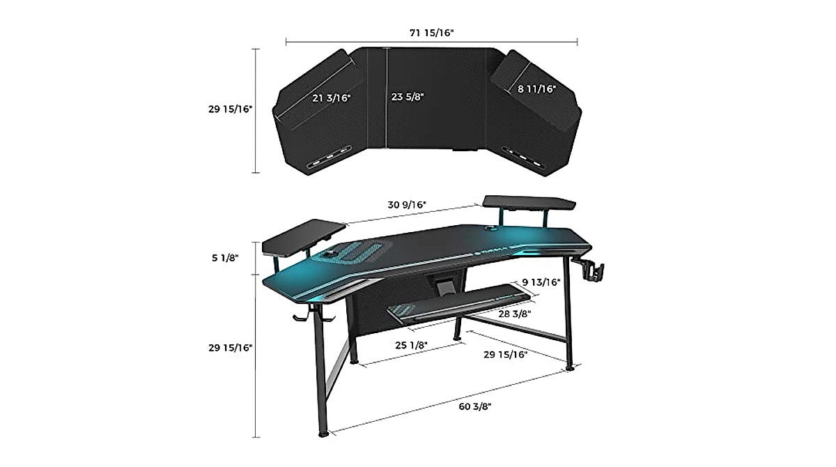 EUREKA ERGONOMIC Gaming Desk with LED Lights