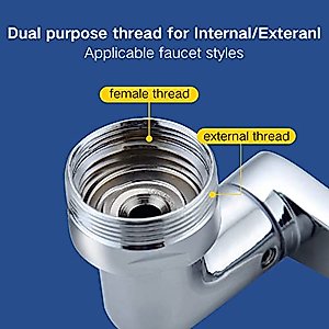 Faucet Aerator Universal, 1080° Large-Angle Rotating Robotic Arm Water Nozzle Faucet Adaptor, Splash Filter Kitchen Tap Extend Faucets Bubbler（with tool kit）