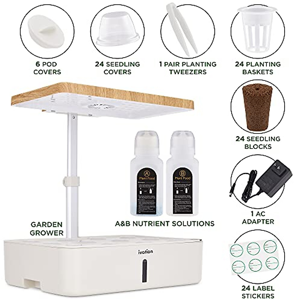Ivation 12-Pod Indoor Hydroponics Growing System Kit with LED Grow Light, Herb Garden Planter for Herbs, Vegetables, Plants Flowers and Fruit