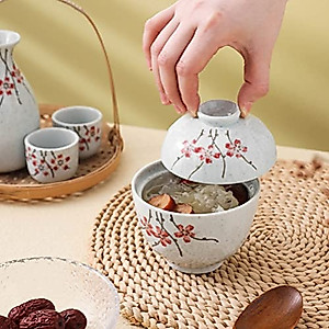 Hemoton 2 Sets Chawanmushi Cups with Lids Personal Stew Pot Ceramic Birds Nest Tonic Cup Small Steam Soup Bowl Dessert Cup for Home Kitchen Restaurant