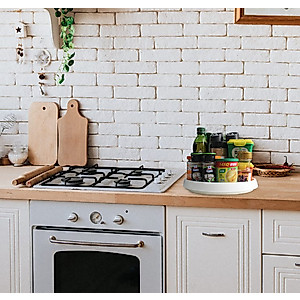 LUNKUIVY 4 Pack 10 Inch Non-Skid Lazy Susan Organizer, 360 Degree Rotating Round Spice Rack Lazy Susan Turntable for Cabinet, Refrigerator, Pantry and Toilet, Grey/White