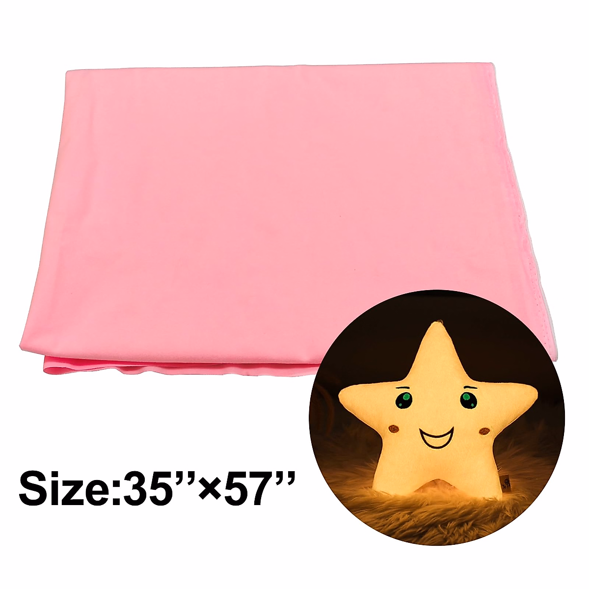 Glow in The Dark Fabric,Glow Fabric for Sewing Clothes,Luminous Polyester Fabric for Lighted Fabric for Clothes,Decorations, DIY Craft Supplies and Other Uses (35'' X 57'') (Pink)