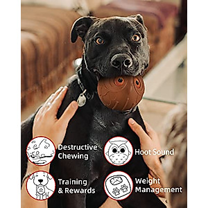 Giggle Ball for Dogs Owl Dog Toys for Aggressive Chewers Dog Ball Toy for Puppy Medium Large Dogs Natural Rubber Cute Owl Hoot Fun Giggle Sounds When Rolled or Shaken(Brown Owl)