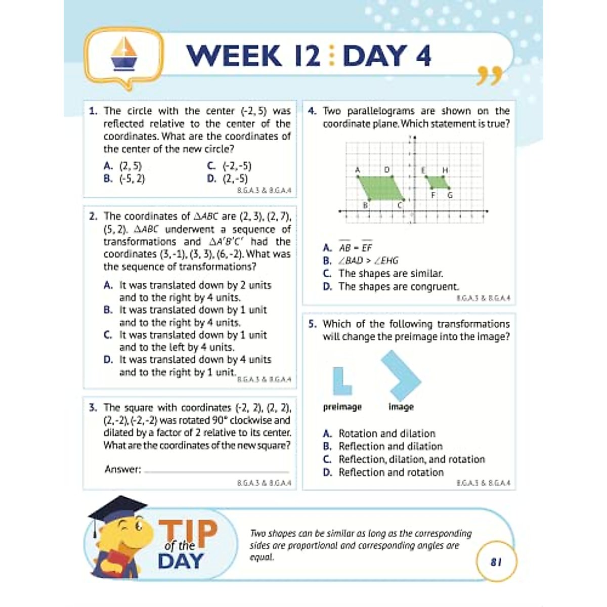 8th Grade Common Core Math: Daily Practice Workbook | 1000+ Practice Questions and Video Explanations | Argo Brothers (Next Generation Learning Standards Aligned (NGSS))