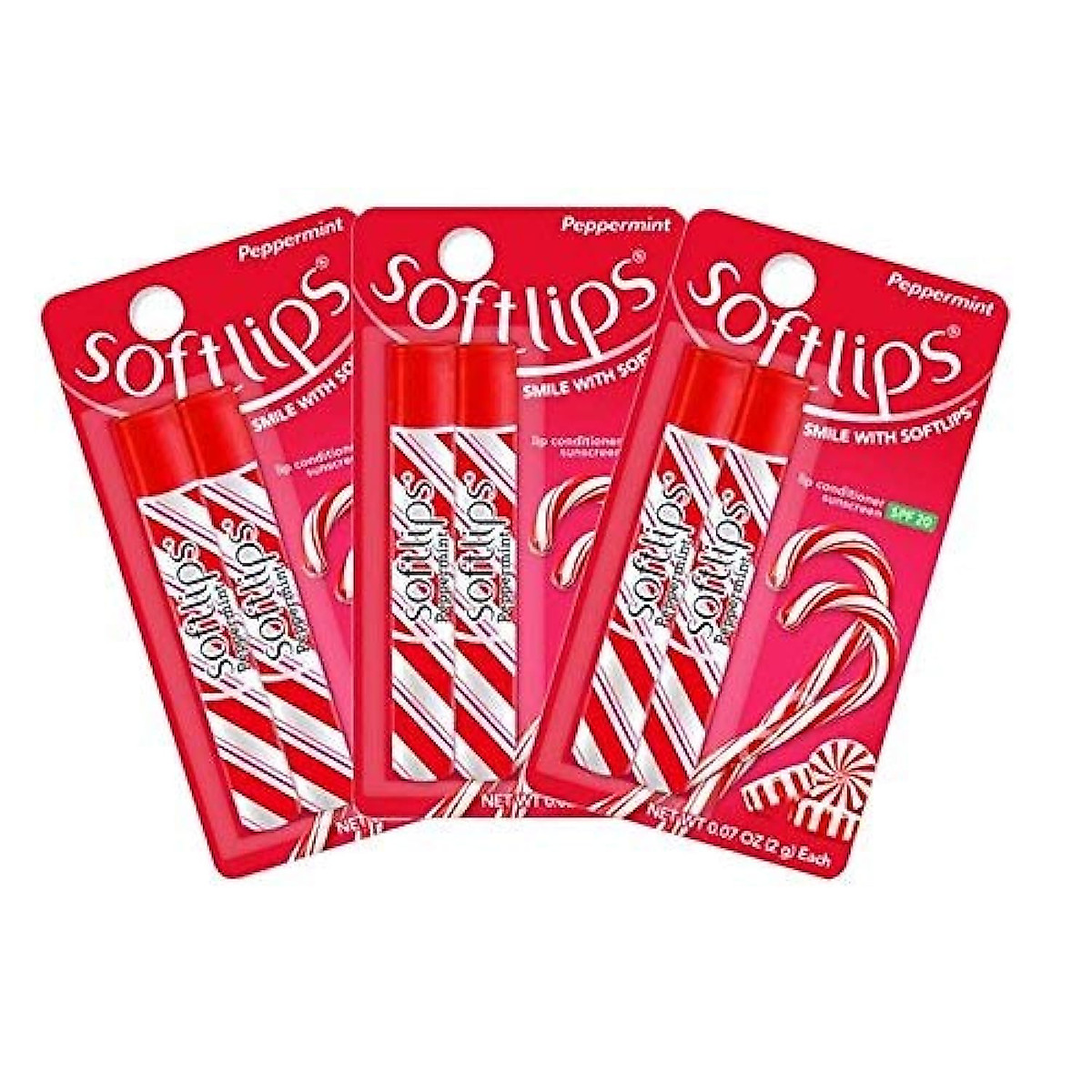 Softlips Lip Protectant SPF20, Peppermint (Pack of 6 Sticks)