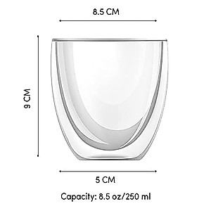 VAHDAM, Double Walled Glass Tea Cup (8.5oz/250ml Capacity) Lead-Free Borosilicate Glass, BPA Free | Double Walled Coffee Mug