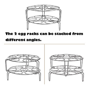 Aozita Stackable Egg Steamer Rack Trivet for Instant Pot Accessories - Fits 5,6,8 qt Pressure Cooker - 2 Pack Stainless Steel Multipurpose Rack