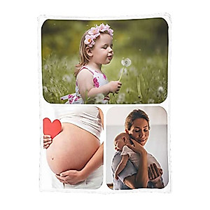 GREDBH Custom Blanket with Photo Text Personalized Bedding Throw Blankets Customized Flannel Fleece Blankets for Family Birthday Wedding Gift Fits Couch Sofa Bedroom Living Room - 50"X40"