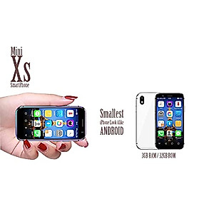 iLight Mini Smartphone XS, World's Smallest 10+ Android Phone 4G LTE, Super Small 2.5" Touch Screen. Global Unlocked - Great for Kids. Pocket Phone Gift. 1GB RAM / 8GB ROM. Tiny iPhone 10s Look Alike