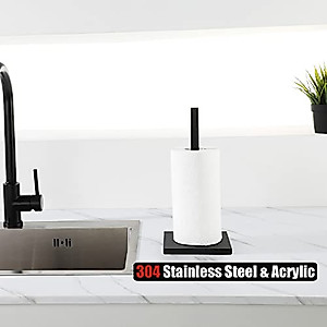 JQK Paper Towel Holder Stand Black, 304 Stainless Steel Kitchen Free Standing Countertop Paper Towel Dispenser Fits Standard and Jumbo Size, PTH240-PB