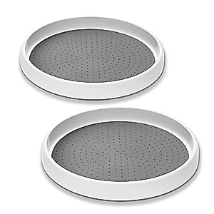 EVERQUEIN Lazy Susan Organizer, Lazy Susan Turntable for Cabinet Refrigerator Kitchen Pantry Bathroom, Non-Skid 360° Rotating, Plastic (2 Pack, 10 Inch)