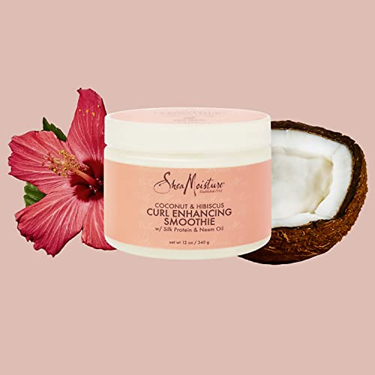 SheaMoisture Smoothie Curl Enhancing Cream for Thick, Curly Hair Coconut and Hibiscus Sulfate and Paraben Free 12 oz