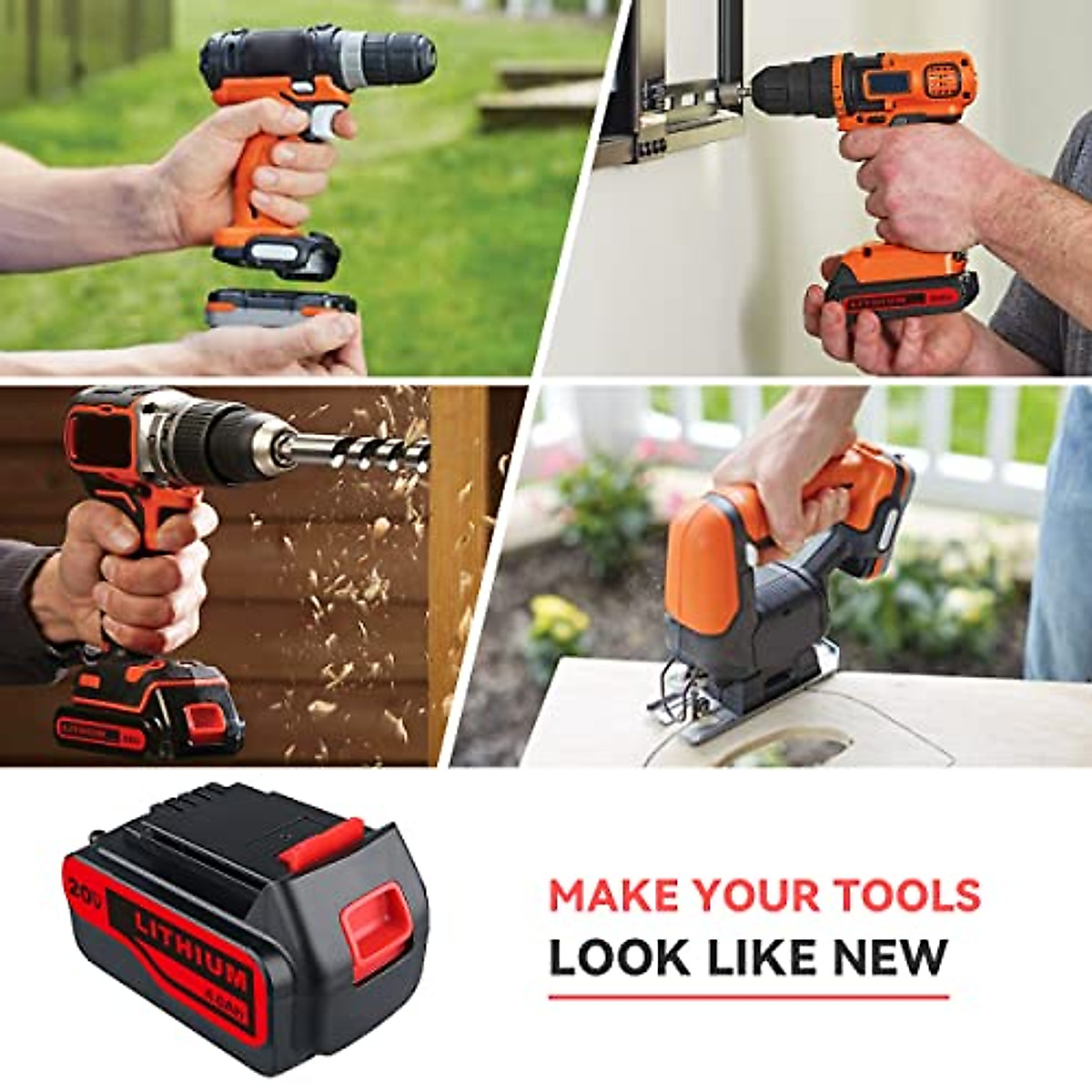 SHGEEN 2 Pack 6.0Ah 20V Max Replacement Lithium Battery for Black and Decker 20Volt Max LBXR20 LB20 LBX20 LBXR2020 LBX4020 LB2X4020-OPE LBXR20-OPE Extended Capacity Battery