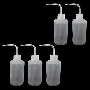 uxcell 5 Pcs 250mL Bent Tip White Plastic Oil Liquid Storage Squeeze Bottle