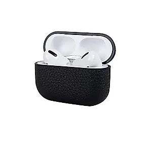 Felony Case – AirPods Pro Case Cover - Genuine Black Pebbled Leather | Shockproof, Dustproof, 360° Protection | Wireless Charging Compatible with Front LED Visible