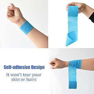 Gondiane 9 Pack 2" x 5 Yards Self Adhesive Bandage Wrap Self Stick Wrap for Ankle, Wrist, Finger, Sports, Breathable Cohesive Vet Tape for Pets (Light Blue)
