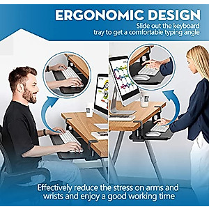 Large Keyboard Tray Under Desk，Sturdy C Clamp Mount System,26.3" x 11" Slide-Out Computer Keyboard Drawer，Fits Full Size Keyboard and Mouse,for Home or Office|for Desks Up to 1.5",Black…