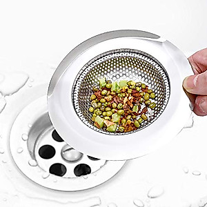 4 Pcs Kitchen Sink Strainer, SZUAH Stainless Steel Drain Filter Strainer with Large Wide Rim 4.5" Diameter Perfect for Most Kitchen Sinks