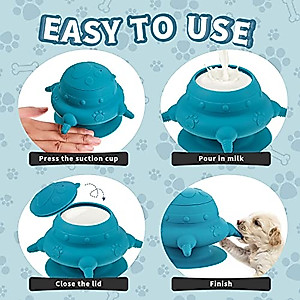 2 Pieces Puppy Feeder Pet Milk Bowl 4 Teats Puppy Bottles for Multiple Puppies Nursing Silicone Pet Feeder for Puppies Kittens Dog Nursing Supplies, 240 ML, Blue