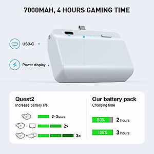 Comfort Head Strap Accessories Compatible with Quest 2, Elite Strap Replacement for PU Pad Enhanced Support, with 7000mAh Rechargeable Batteries