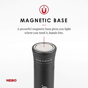 NEBO BIG LARRY 2 Power Work Light | Bright Flashlight and Work Light with Clip and Magnetic Base | Storm Gray