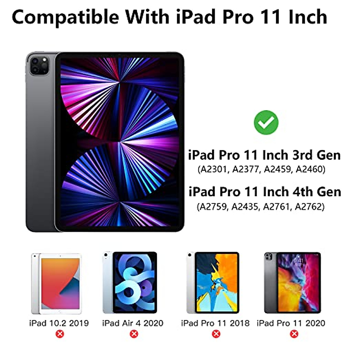 Cousper Case Compatible with iPad Pro 11 Inch 4th Generation 2022 / 3rd Gen 2021 with Pencil Holder, Slim Protective Smart Cover for 11 Inch iPad Pro, 2 Stand Modes for Viewing and Typing, Rose Pink