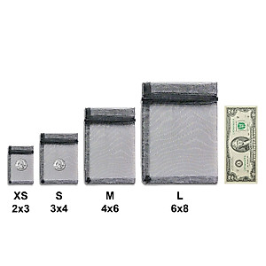 TheDisplayGuys 100-Pack 4x6 Black Sheer Organza Gift Bags with Drawstring, Goodie Bags for Jewelry, Candy Bags, Treat Bags, Wedding Favors Small Mesh Bags