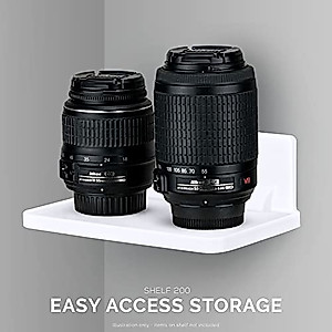 BRAINWAVZ 6.7" Adhesive Floating Wall Shelf for Small Speakers, Deco, Plants, Baby Monitors, Toys, Bathroom, Kitchen & More, Easy to Install, No Screws & Mess, 6.7” x 4.1 (SHELF200-White)