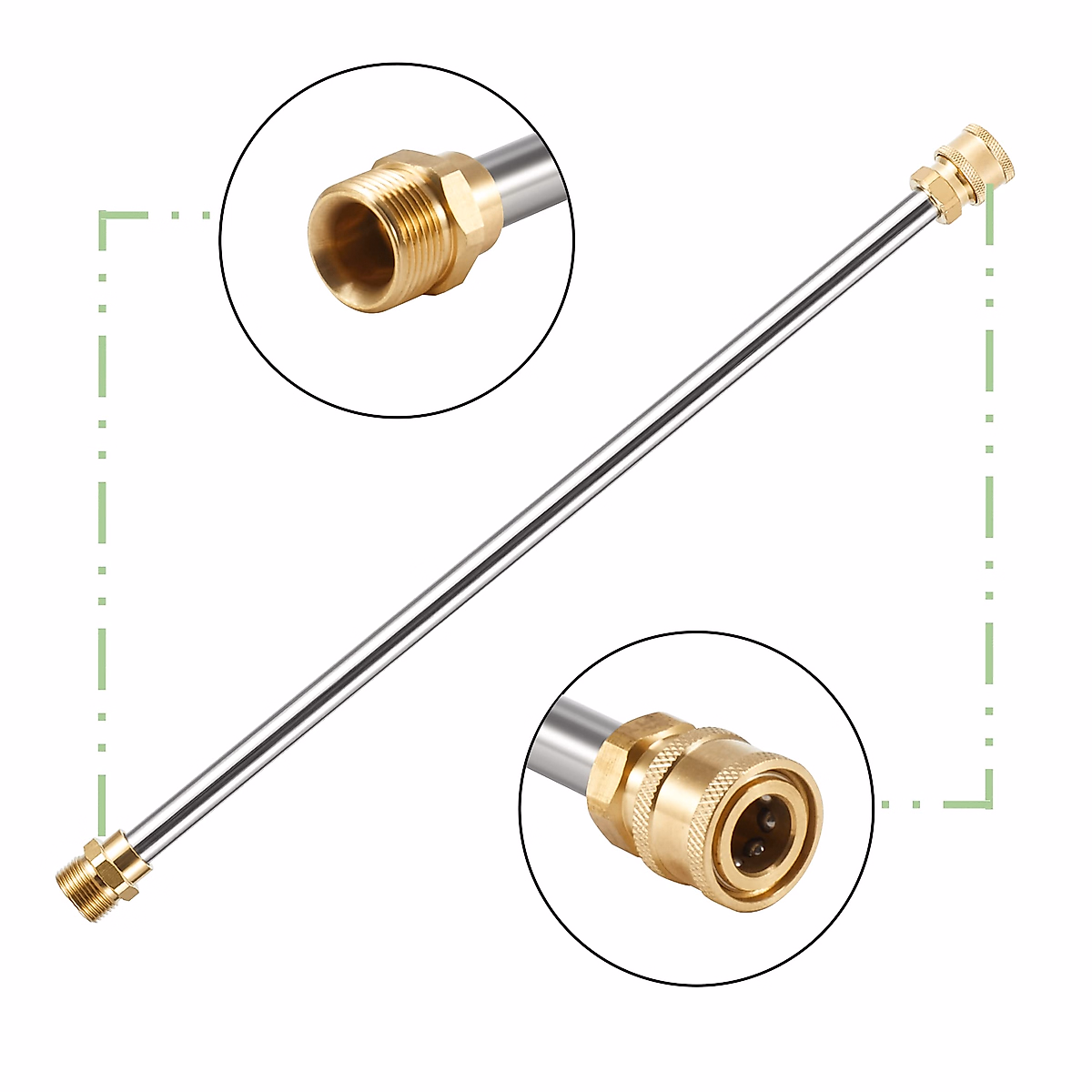 Tempono Pressure Washer Extension Wand, M22 to 1/4 Inch Quick Connect Lance, Wand Replacement 15.5 Inch, 5000 PSI