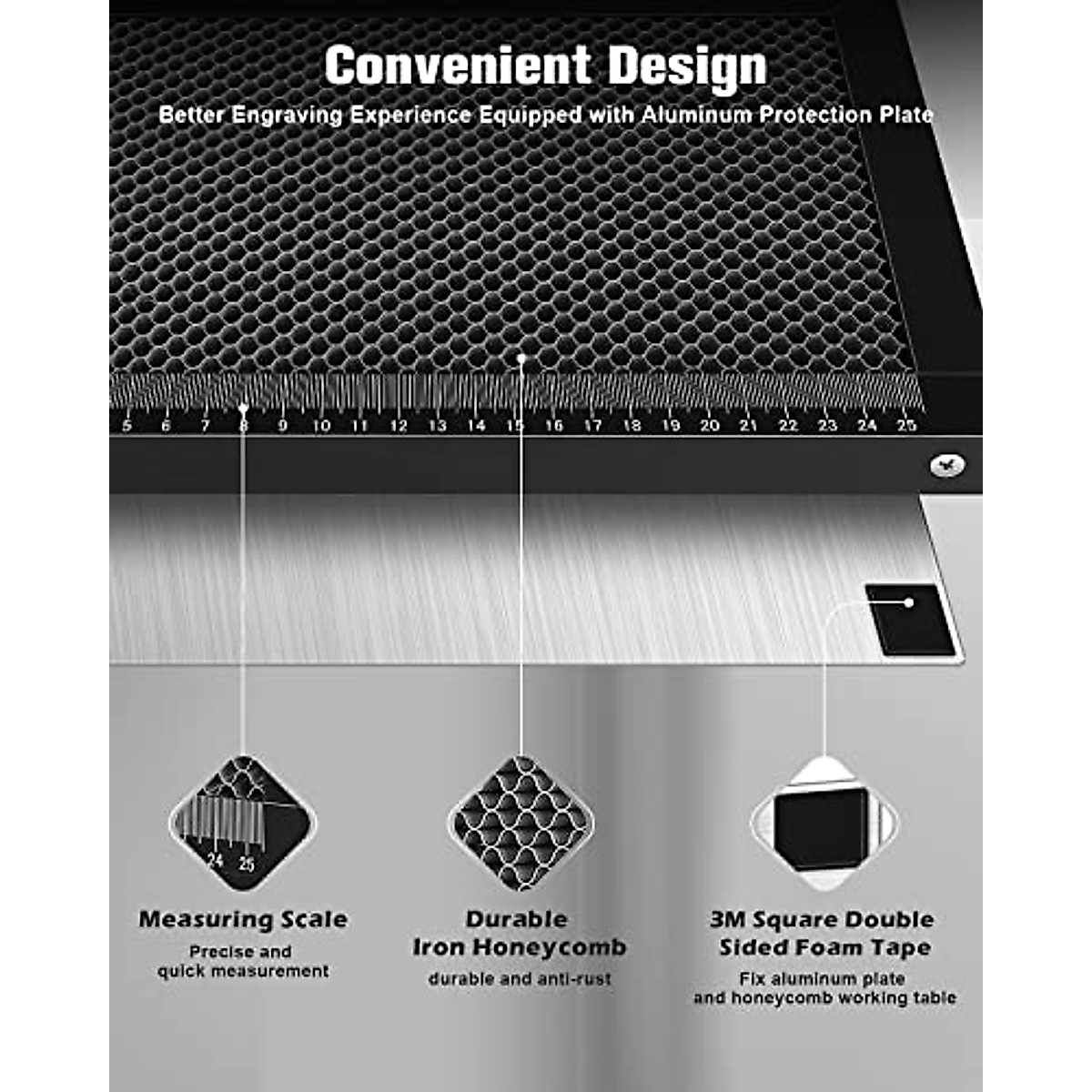 FAHKNS Honeycomb Working Table, 300 x 200 x 22mm Honeycomb Laser Bed for Most Laser Engravers, for Fast Heat Dissipation and Table-Protecting with Aluminum Plate