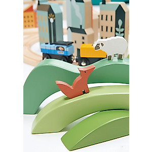 Tender Leaf Toys - Green Hills View - Wooden Stacking, Building Toy Stacker, Blocks - Open-Ended Toy Set with Green Hills View for Inspires Creative and Imaginative Roleplay - Age 3+