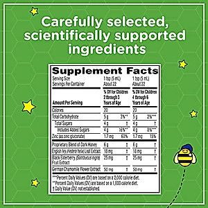 Zarbee's Kids Cough + Mucus Nighttime for Children 2-6 with Dark Honey, Ivy Leaf, Zinc & Elderberry, 1 Pediatrician Recommended, Drug & Alcohol-Free, Mixed Berry Flavor, 4FL Oz