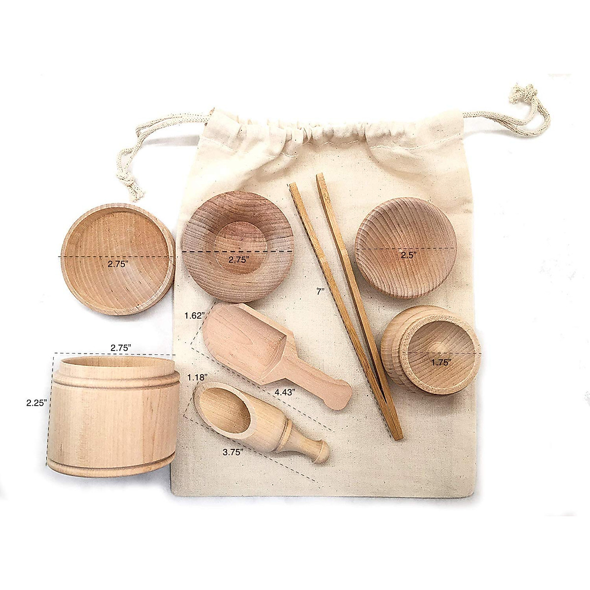 SimplytoPlay Sensory Bin Tools, Montessori Toys for Toddlers, Waldorf Toys, Wooden Scoops and Tongs for Transfer Work and Fine Motor Learning