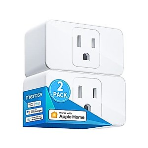 Meross Smart Plug Mini, 15A & Reliable Wi-Fi, Support Apple HomeKit, Siri, Alexa, Echo, Google Assistant and Nest Hub, App Control, Timer, No Hub Needed, 2.4G WiFi Only, 2 Pack