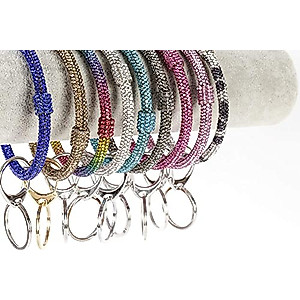 Bling Buy Rhinestone Wearable Keyring Bangle Sparkle Bracelet keychain Wristlet Key Chain for Women, Silver, 3 Inch