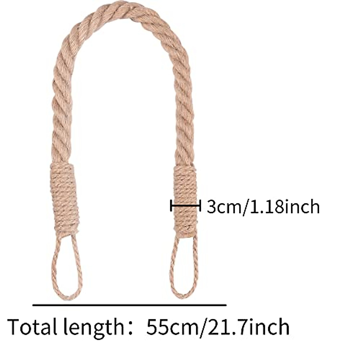OCIOLI 2 Pieces Curtain Tiebacks Curtain Holdbacks Curtain Ties with Twisted Hemp Rope Decorative Handmade Tie Backs Curtain Holders Curtain Tie Backs for Curtains (Khaki, 2)