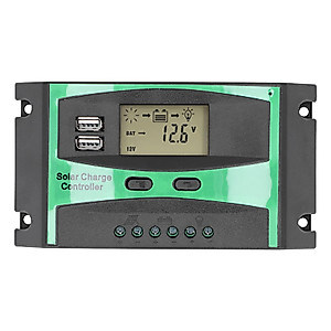 Natudeco 30 Amp Solar Charge Controller, Charge Controllers for Solar Panels Photovoltaic Discharge PWM Control Regulator Renewable Energy Controllers Solar Electric Fence Charger 12-24V 30A LD3024U