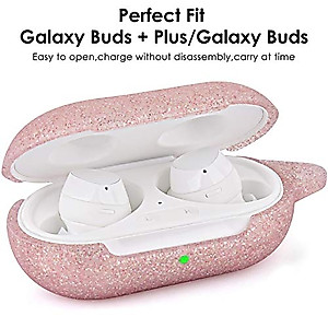 VISOOM Silicone Case Compatible with Samsung Galaxy Buds Plus/Galaxy Buds - 2022 Soft Carrying Case Protective Wireless Charging Cover Skin with Galaxy Earbuds Accessories Keychain for Women&Girls