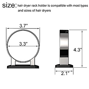 Hair Dryer Holder, Bathroom Hair Dryer Holder, Hair Care Tools Holder Wall Mount - Extra Large Rim ( Silvery)