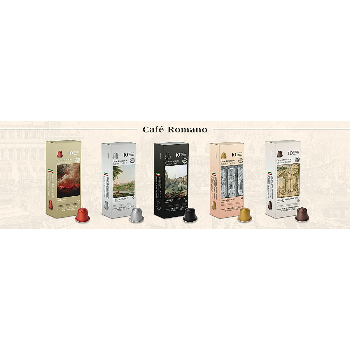 Organic USDA Café Romano Coffee Aluminum Espresso Pods For Nespresso Original Machine 100 Pack Italian Espresso Coffee 100% Arabica (Variety pack)