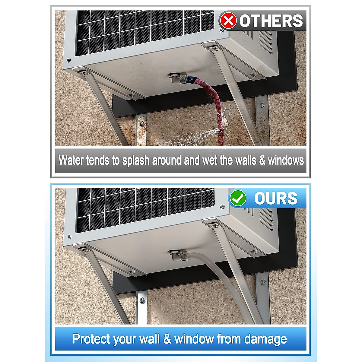 10ft Air Conditioner Drain Hose, 3/5 inch Portable AC Drain Hose Connector, Replacement for Universal Mini-Split Unit and Window Air Conditioner Unit Parts