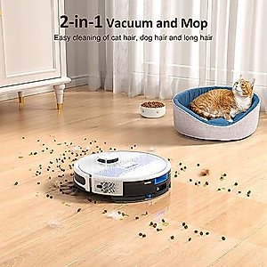 Lubluelu Robot Vacuum and Mop Combo 3000Pa, 2 in 1 Robotic Vacuum Cleaner, Lidar Navigation Laser, 5 Editable Map,10 No-go Zones, App/Alexa, Intelligent Vacuum Robot for Pet Hair, Carpet, Hard Floor
