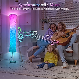 sdaiv RGB Led Floor Lamps, DIY Mode Color Changing Lamp with Alexa & Google APP Control, Music Sync Light for Living Room Bedroom (Round)