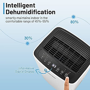 COSTWAY Dehumidifier for Large Room and Basements, 1500 Sq. Ft Portable 24 Pints Dehumidifier with 3 Modes, 2 Speeds, 12H Timer, Auto or Manual Drainage, 0.5 Gallon Water Tank, 4 Wheels for Home and Basements