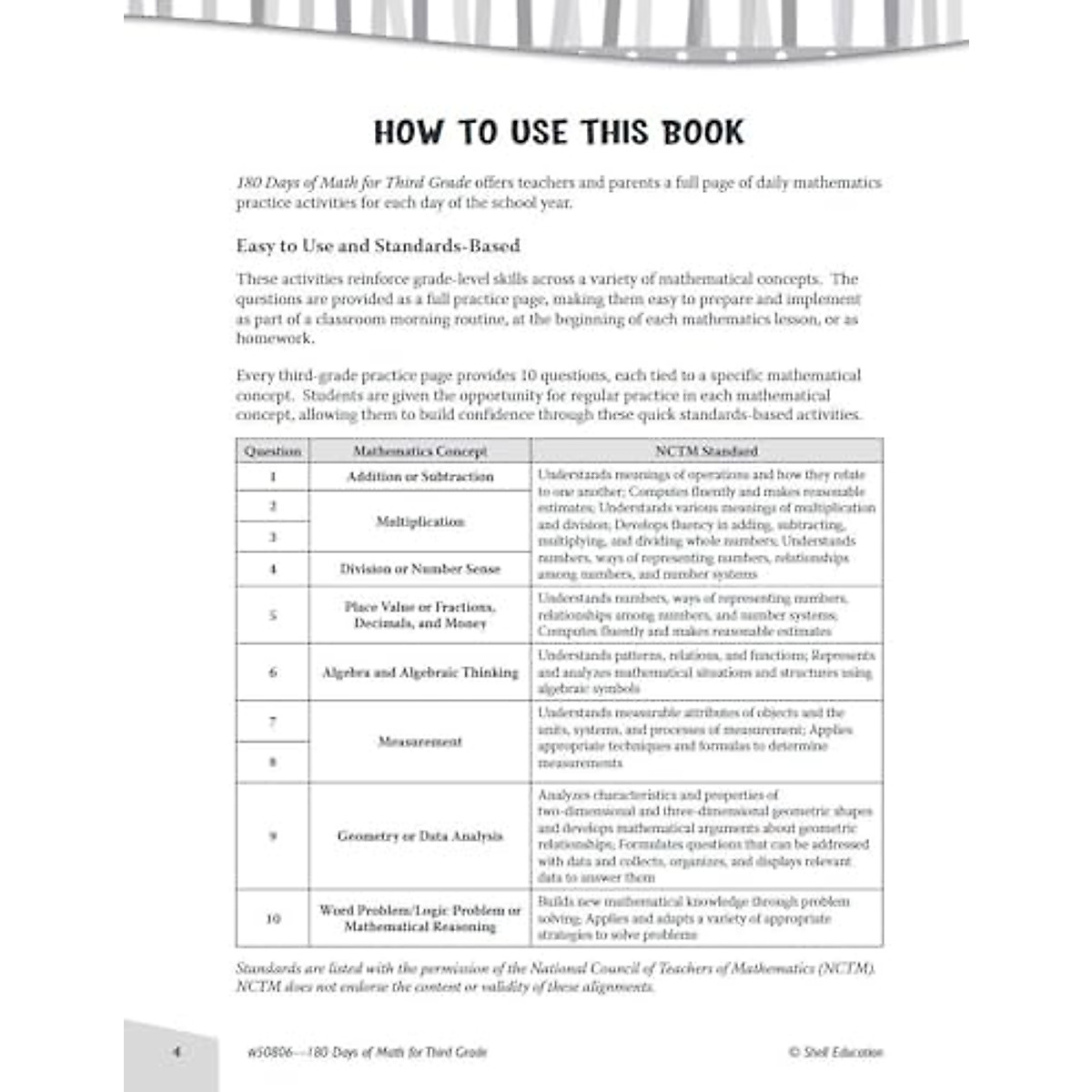 Shell Education 180 Days of Math for Third Grade (180 Days of Practice)