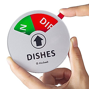 Kichwit Clean Dirty Dishwasher Magnet with The 3rd Option “Empty”, Non-Scratch Strong Magnet Backing & Residue Free Adhesive, 3.5” Diameter, Silver