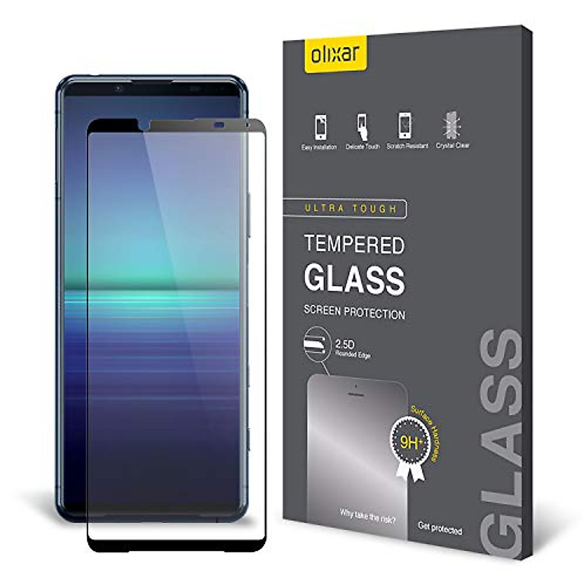 Olixar Screen Protector for Sony Xperia 5 II, Tempered Glass - Reliable Protection, Supports Device Features - Full Video Installation Guide