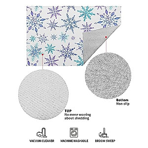 Indoor Door Mat Washable Mat 16x24 Inch - Outdoor Non-Slip Mat Absorbent Resist Dirt Doormats Christmas Winter Snowflake Tile Floor Mat for Entryway Patio Bathroom