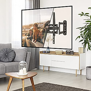 ELIVED Full Motion TV Wall Mount for Most 26-55 Inch Flat Curved TVs Up to 77 lbs, Swivel and Tilt TV Bracket with Articulating Arms, Perfect Center Single Stud Corner TV Mount, Max VESA 400x400mm